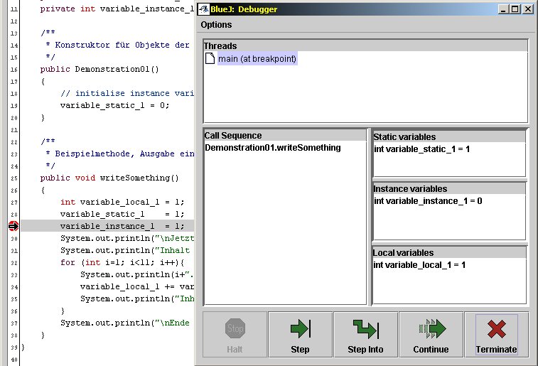 Der BlueJ Debugger
